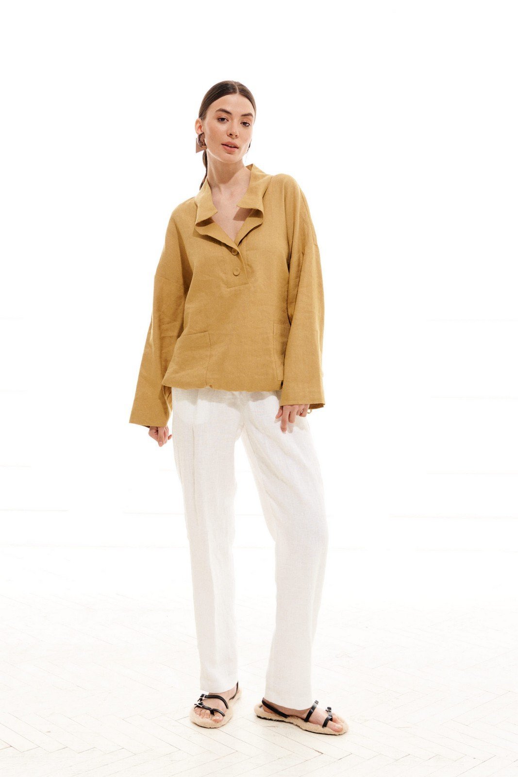 Блузка 3722 горчичный Elletto Life купить в интернет магазине Велесмода